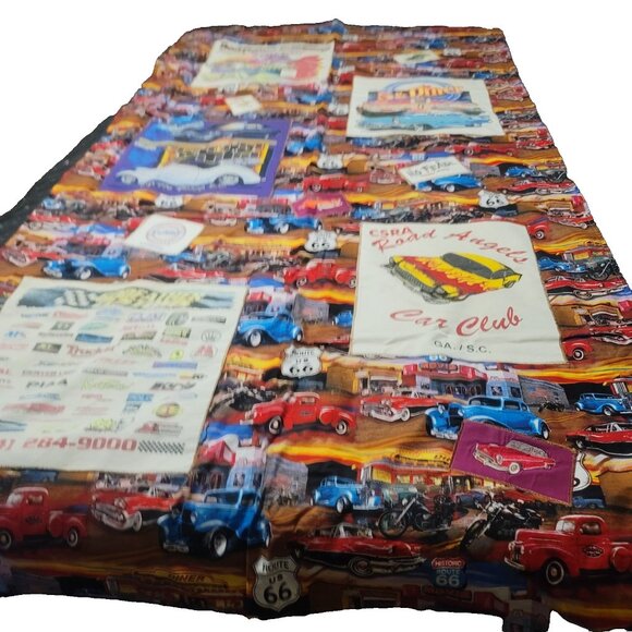 Handmade | Bedding | Patchwork Quilt Race Cars Route 66 Pattern Hand ...